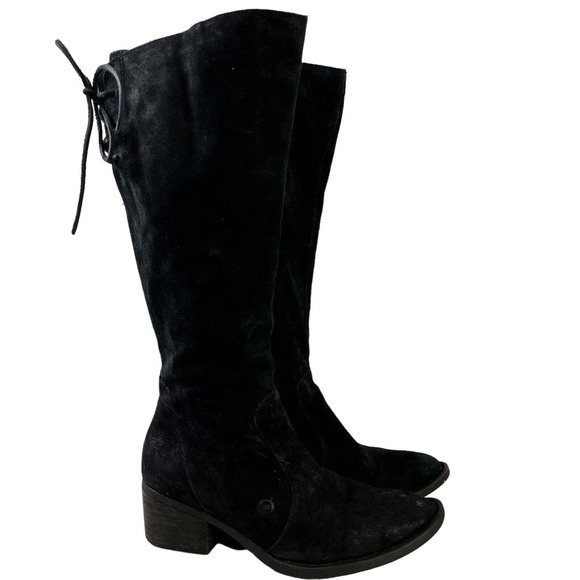 Born | Shoes | Born Cotto Black Suede Leather Lace Up Tall Riding ...